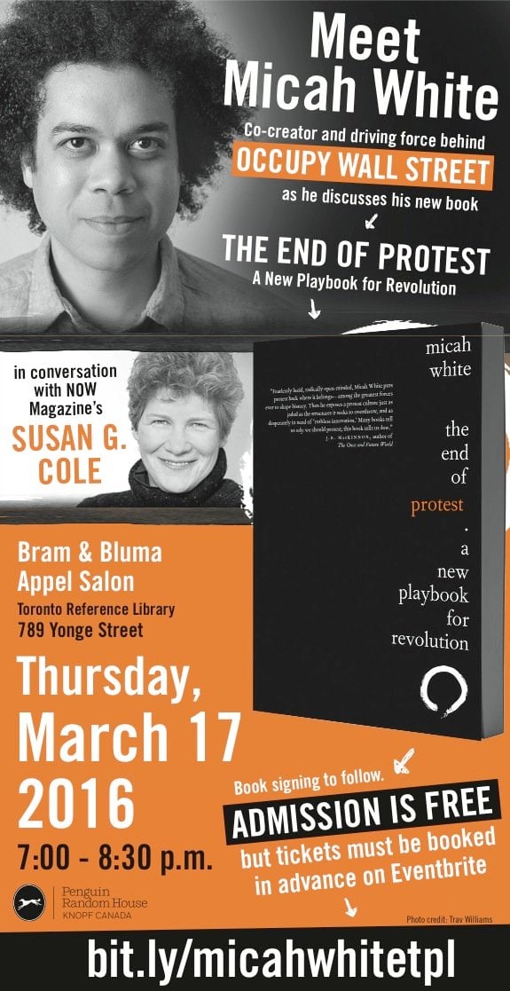 Micah White in conversation with Susan G. Cole - NOW Magazine