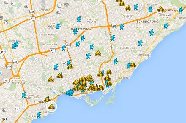 Here are all the collisions involving pedestrians and cyclists in ...