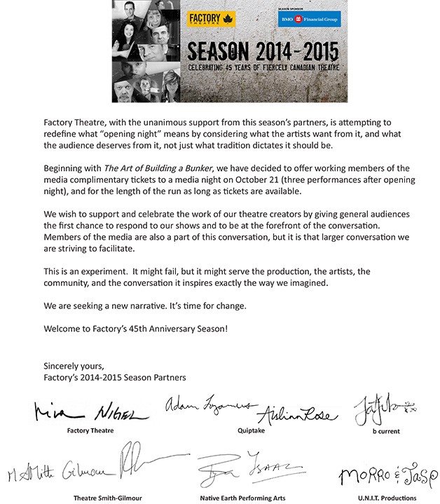 Opening nights, closed doors - NOW Magazine