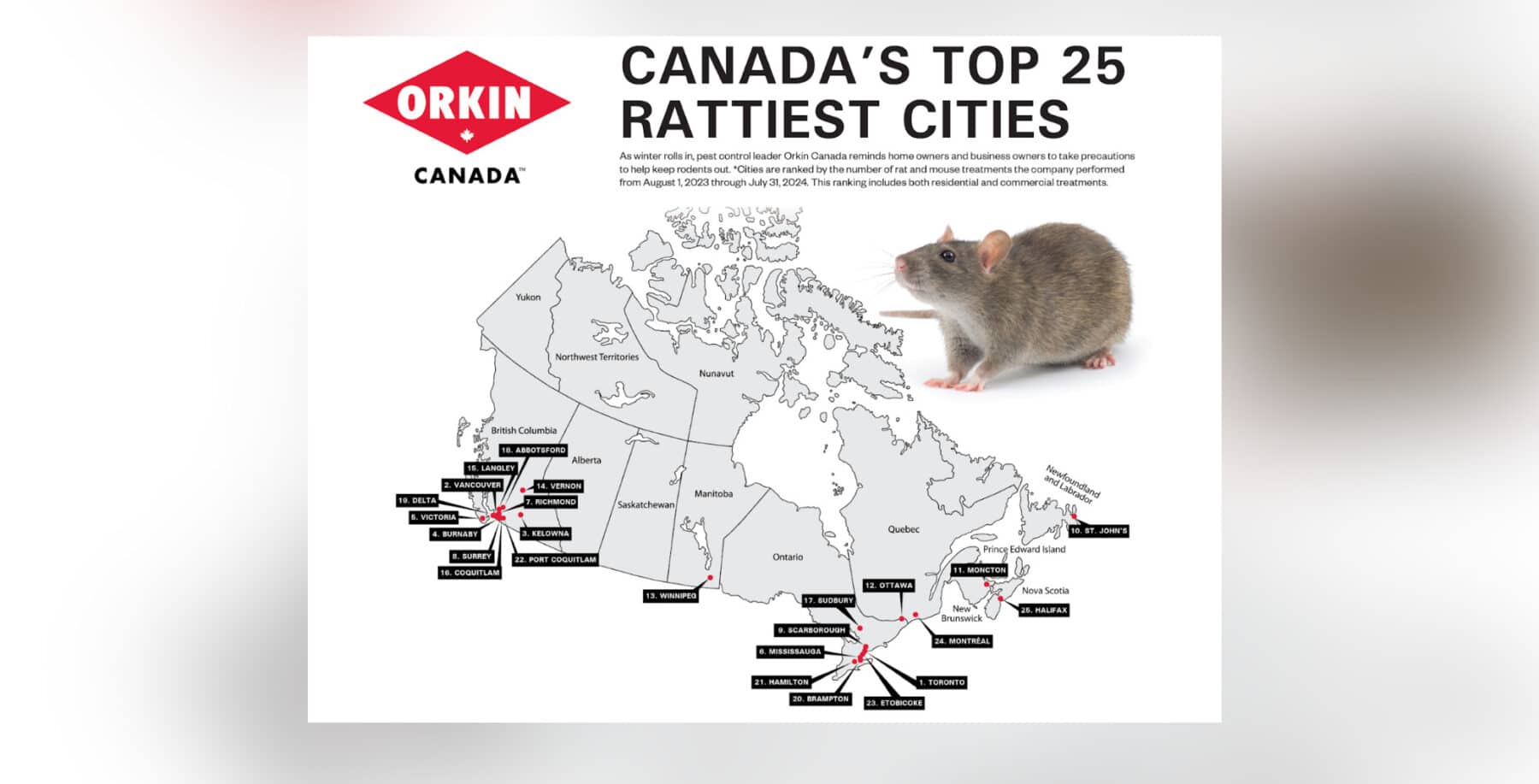 Toronto is leading the rat race…literally. Here’s a list of Canada’s ...
