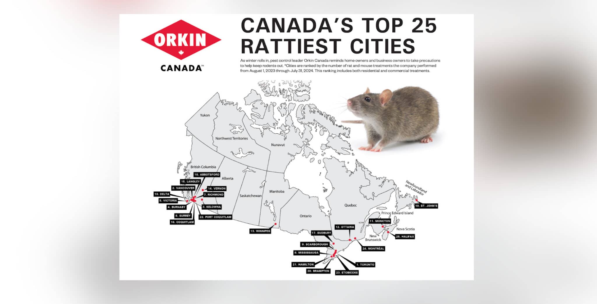Toronto is leading the rat race…literally. Here’s a list of Canada’s ...